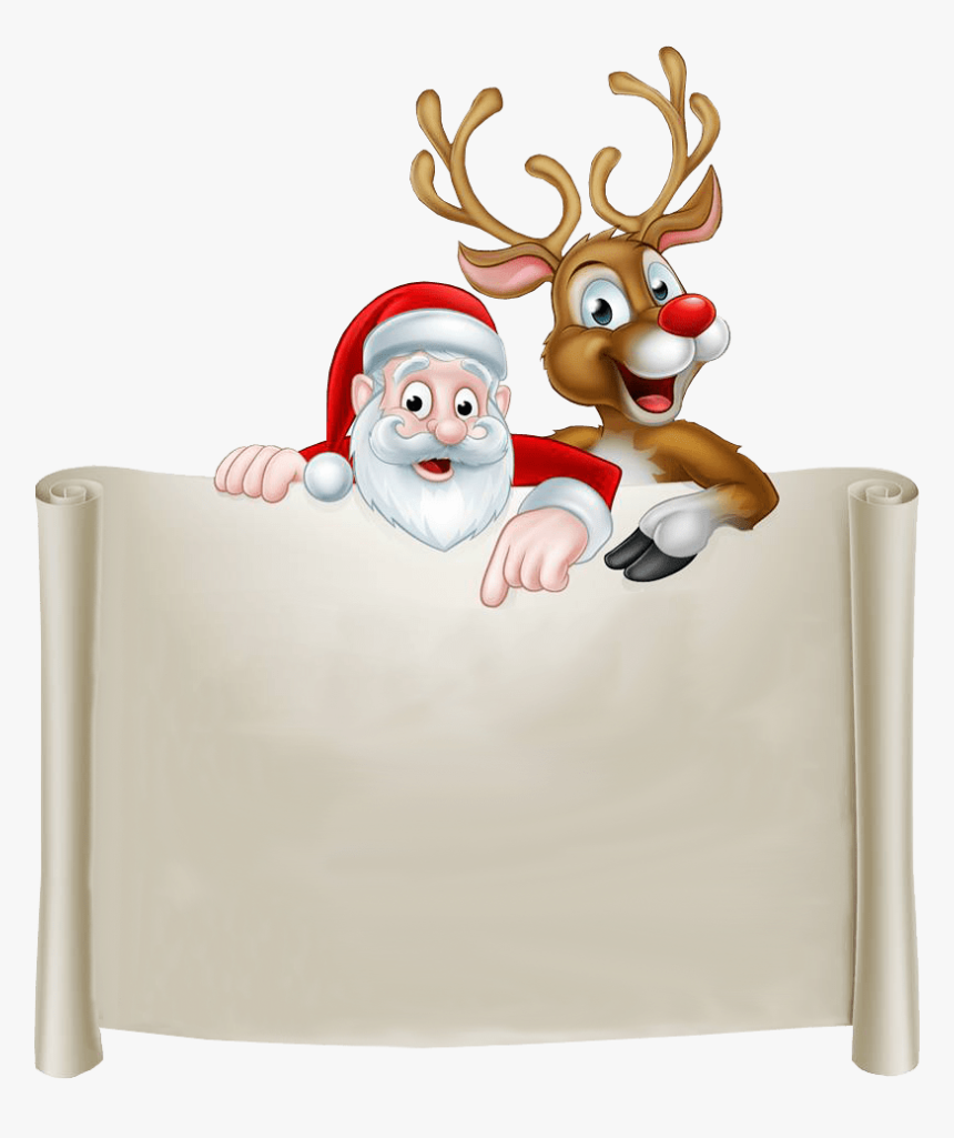 Santa And Rudolph Blank Notice Transparent Background - Rudolph And ...