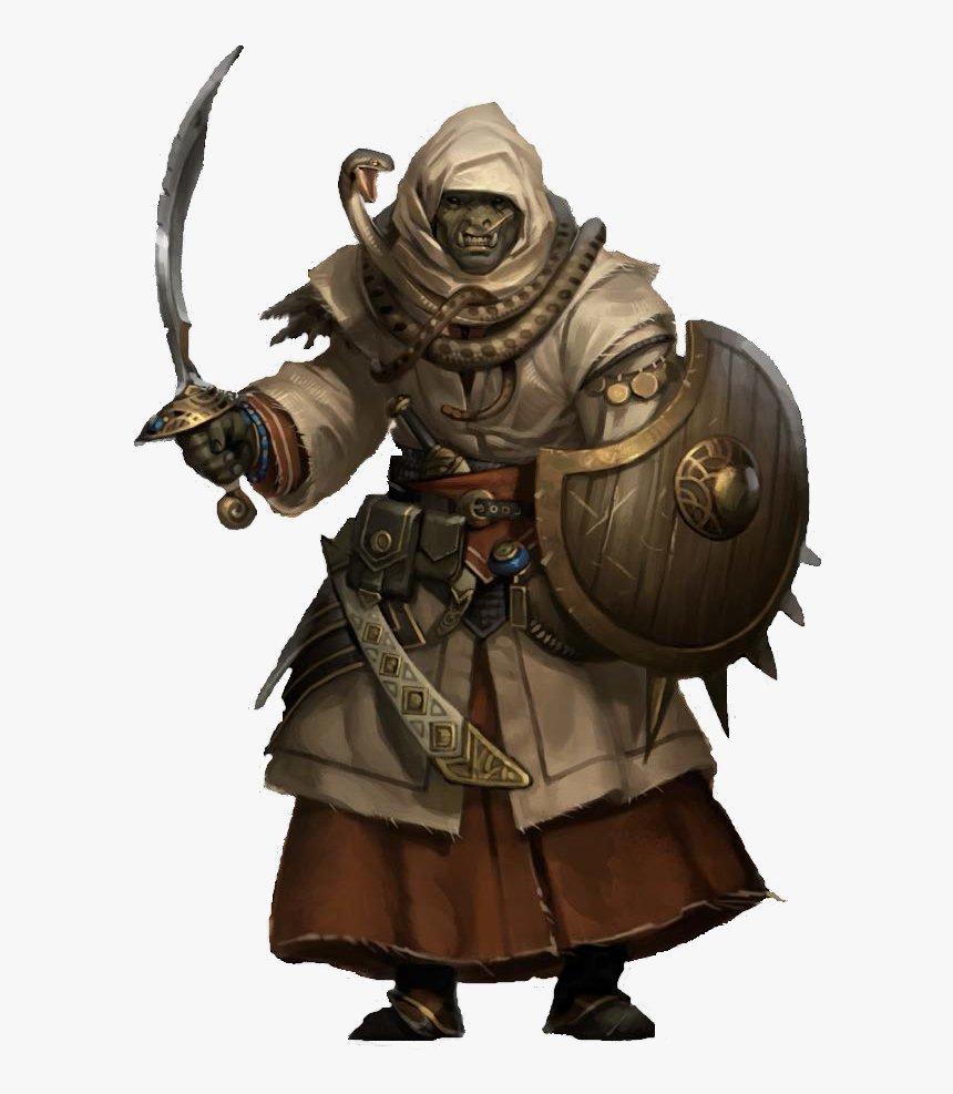 F Half Orc Druid Snake Shield Sword Cloak Robes Midlvl - Half Orc, HD ...