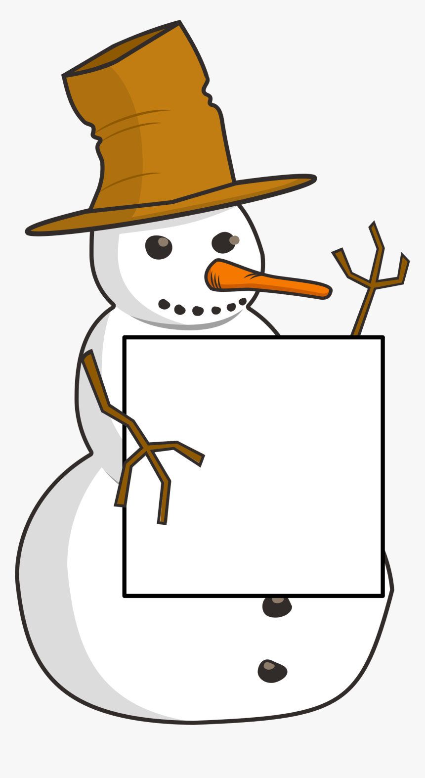 Snowman Holding Sign Clipart Black