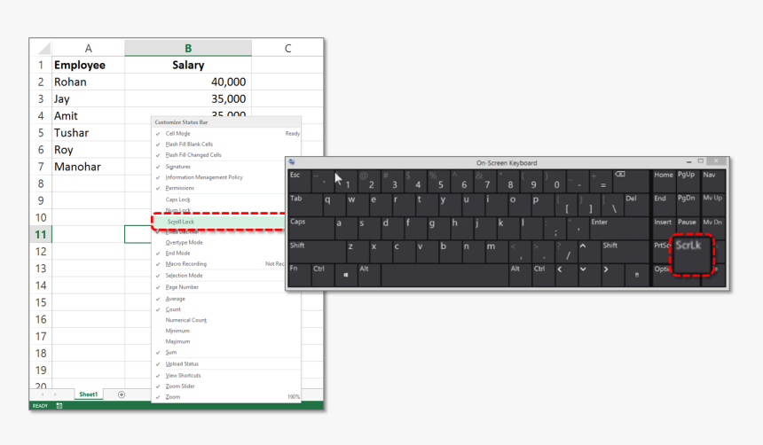 How To Use Scroll Lock In Excel - Computer Keyboard, HD Png Download ...