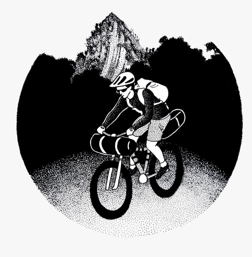 Illustrated Graphics Bicycle Icon Black White - Bikepacking Logo, HD ...