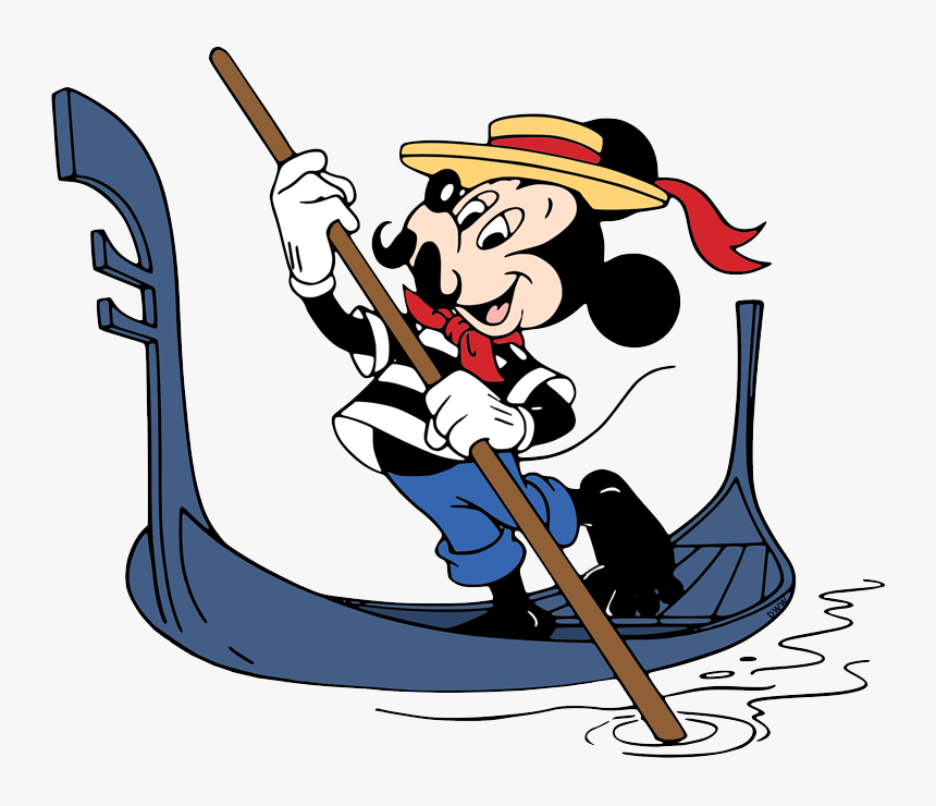 Mickey On A Gondola - Mickey Mouse Italy Coloring Pages, HD Png ...