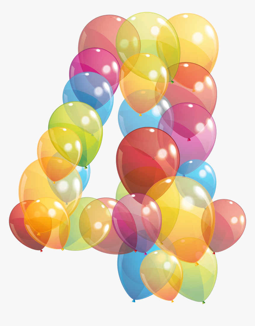 Transparent Four Number Of Balloons Png Image - Number 4 With Balloons ...