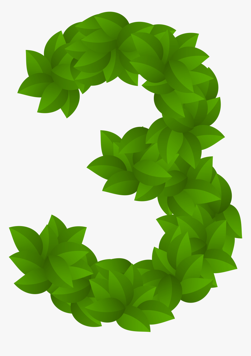 Green Leaves Numbers With Leaves Png Clipart , Png - Number 3 Leaf Png ...