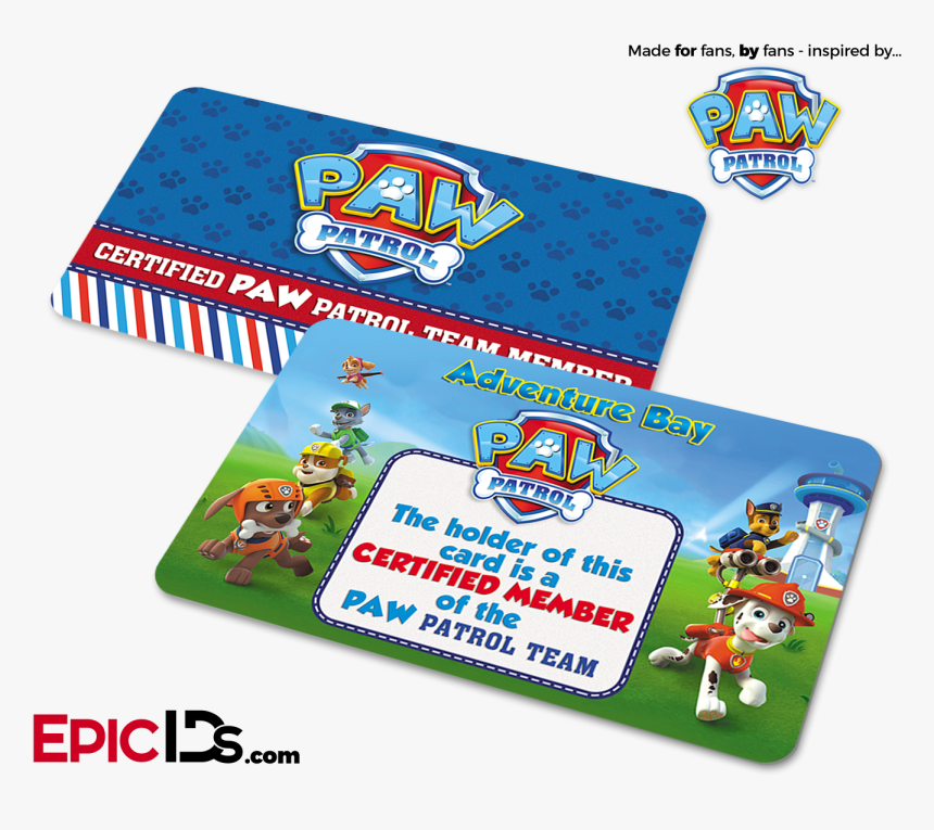 Paw Patrol Inspired Adventure Bay Paw Patrol Id Card - Star Wars Id ...