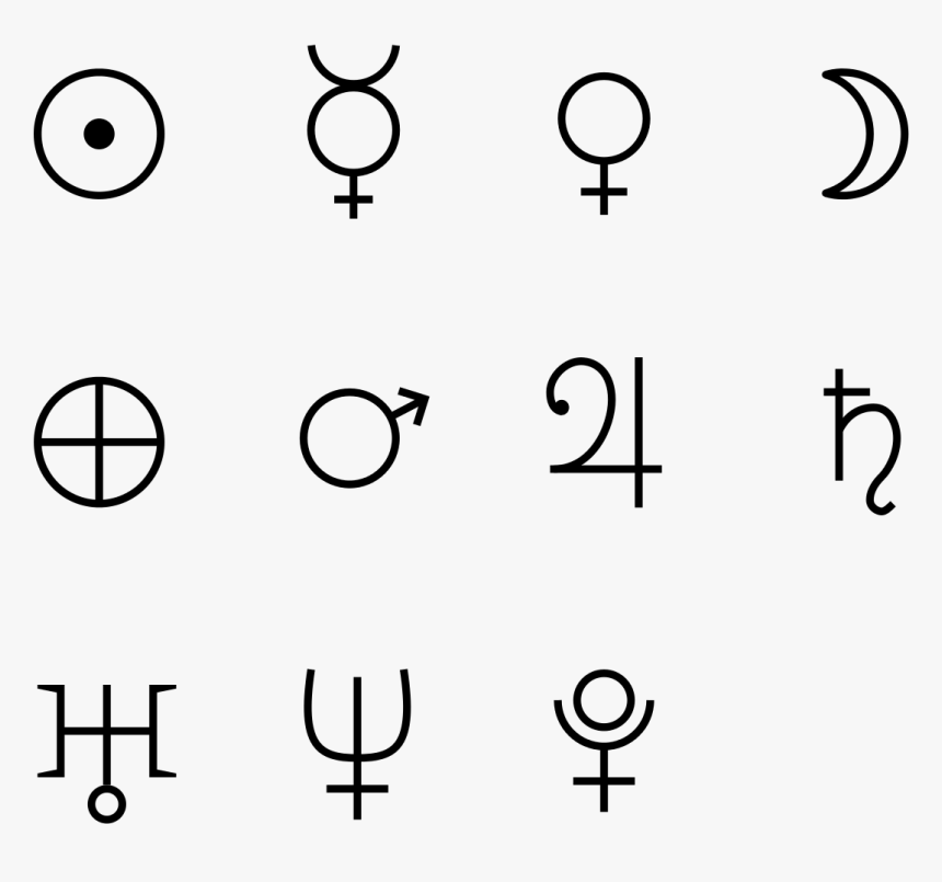 Astrological Glyphs Of Planets - Alchemy Symbols For The Planets, HD ...