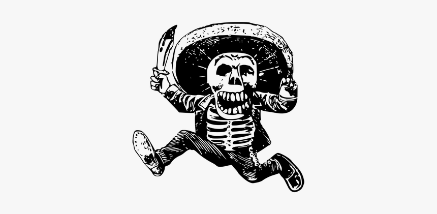 Skeleton Wearing A Sombrero - Jose Guadalupe Posada Png, Transparent ...