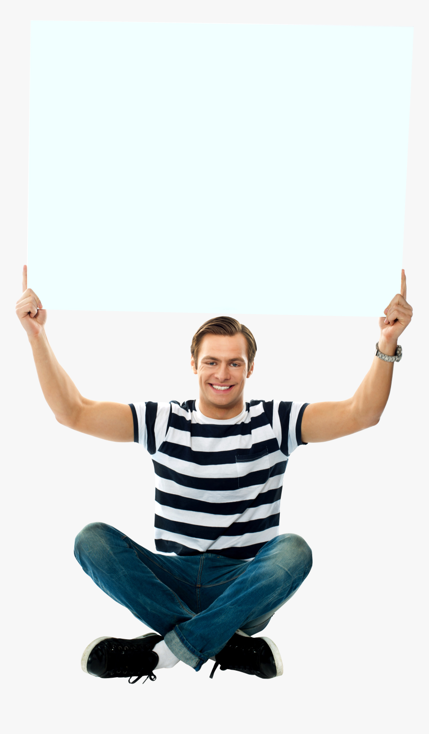 Men Holding Banner Free Png Image - Man With Signboard, Transparent Png ...
