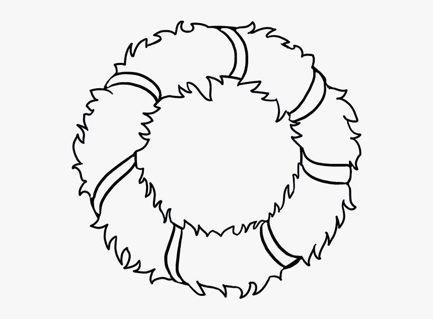 How To Draw Christmas Wreath - Christmas Wreath Outline, HD Png ...