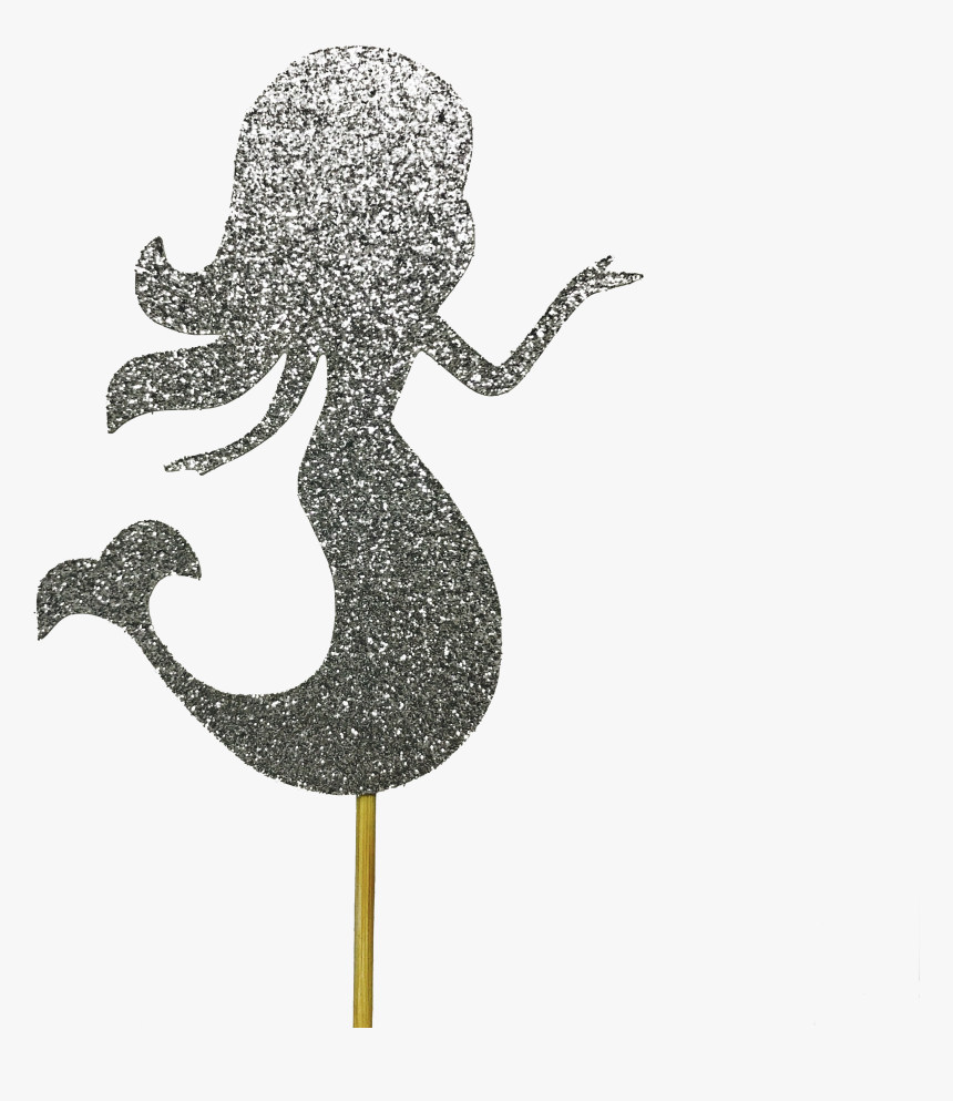 Mermaid Silver Glitter Cake Topper - Mermaid Silhouette Cupcake Topper ...