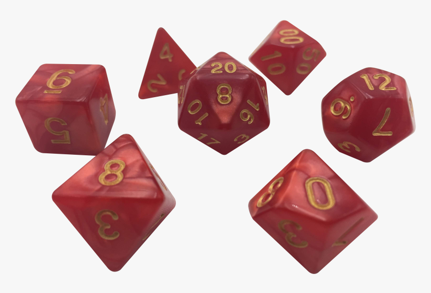 Dark Red Marbled Color With Gold Numbers Set Of 7 Polyhedral - Dice ...
