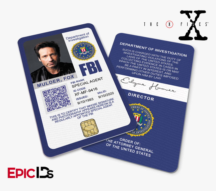 The X-files Inspired Fox Mulder Fbi Special Agent Id - X Files Fbi Id ...