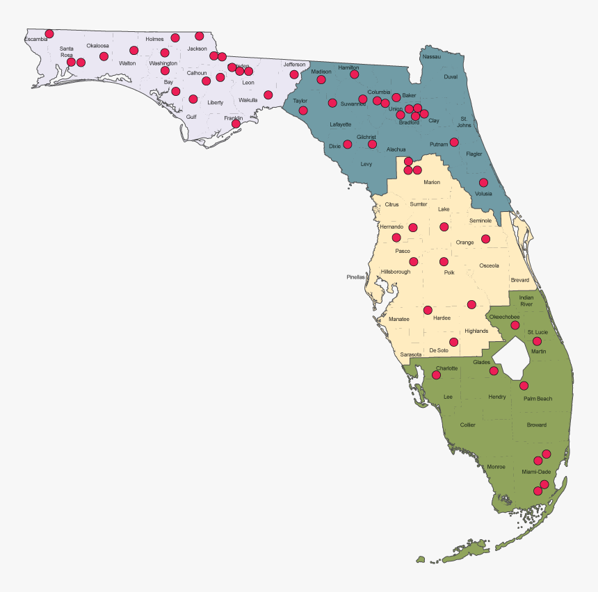 Map Of Institutions - Florida Prisons Map, HD Png Download ...