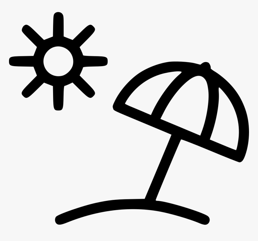 Umbrella Sun Beach Summer - Summer Icon Black And White, HD Png Download , Transparent Png Image ...