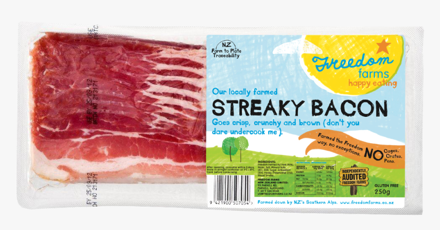 Rindless Eye Bacon - Freedom Farms Streaky Bacon, HD Png Download ...