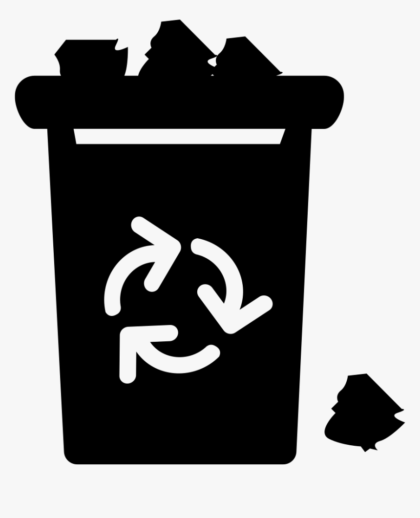Garbage With Recycle Sign Overflowing With Trash - Garbage Icon Png ...