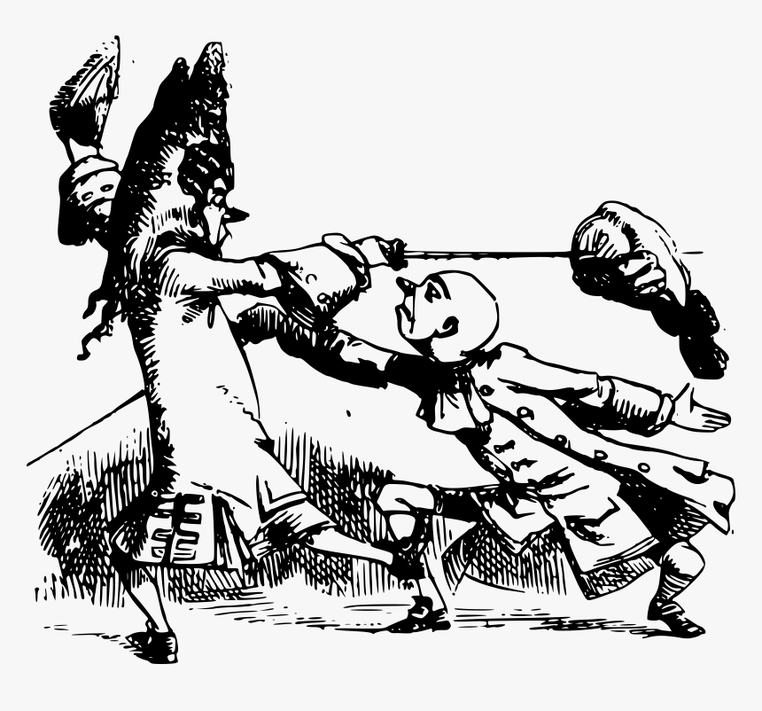 Fencing Persons And A Wig - Drawing, HD Png Download , Transparent Png ...