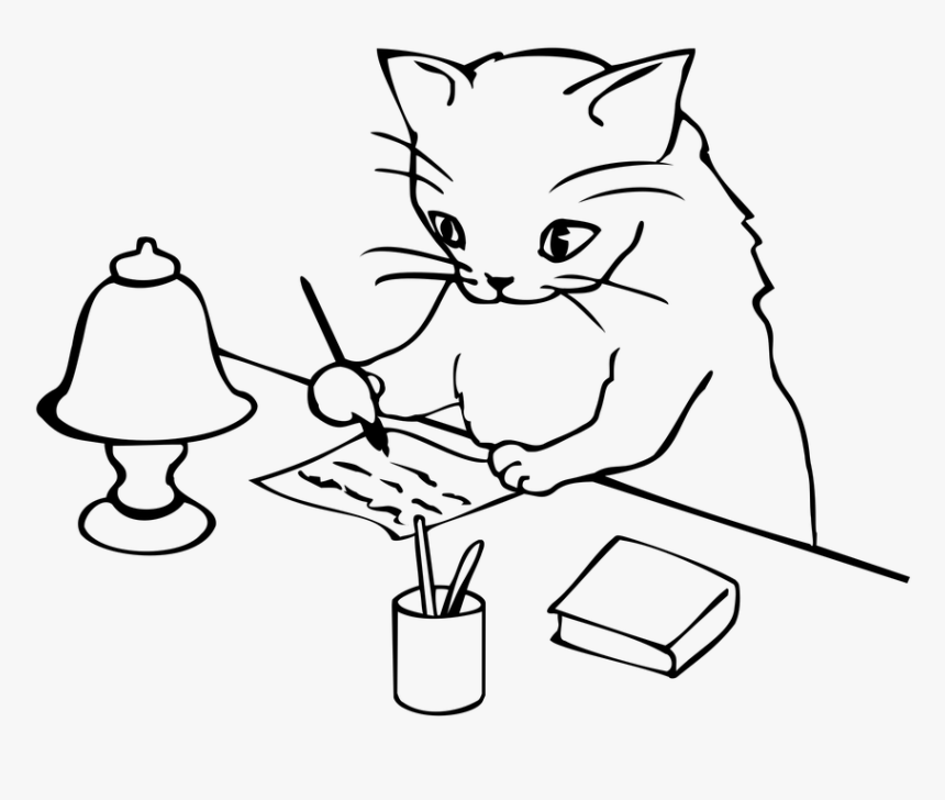 Letter, Study, Writing, Cat - Cat Writing A Letter, HD Png Download ...