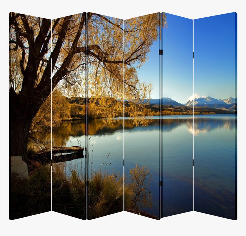 6 Panel Folding Screen Canvas Divider- Lakeside Free - Reflection, HD ...