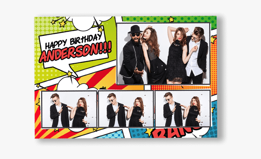 Comic Book Postcard - Photobooth Template Comic, HD Png Download ...