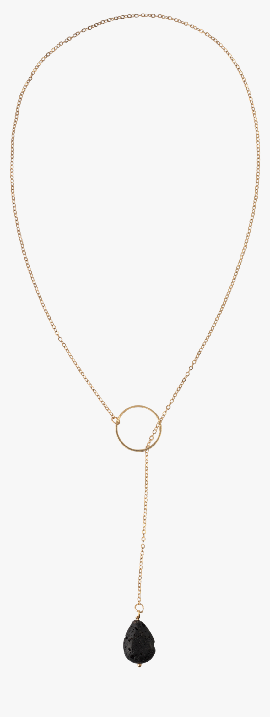 *gold Circle Lava Bead Lariat - Necklace, HD Png Download , Transparent Png Image - PNGitem