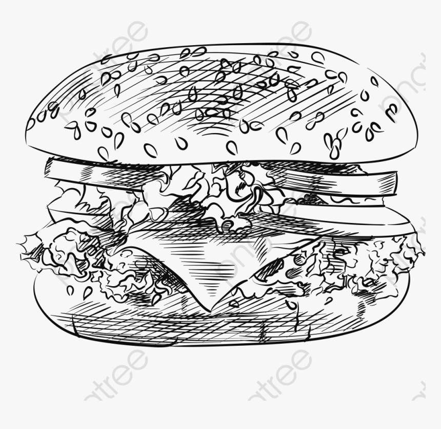 Hand Painted Burger - Hand Drawn Burger Png, Transparent Png ...