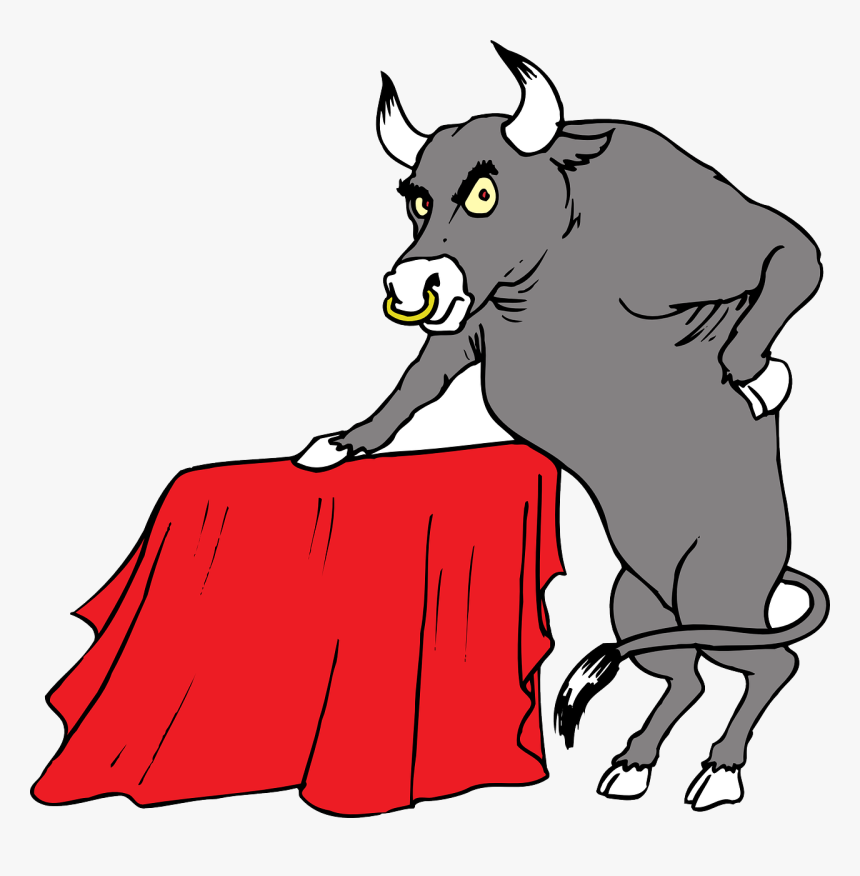 Bull With Red Cape Svg Clip Arts - Bull Seeing Red Cartoon, HD Png ...