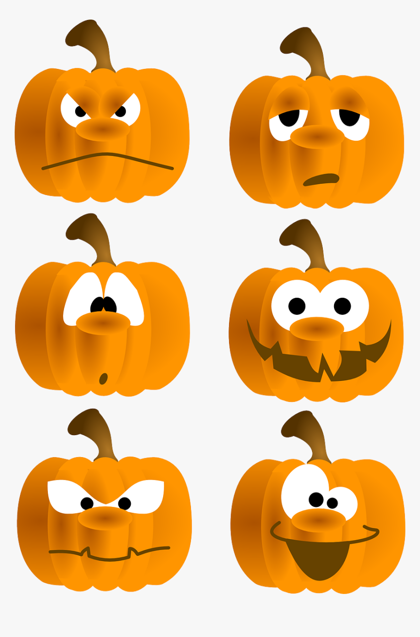 Free Set Of Six Funny Pumpkin Faces Clip Art - Silly Pumpkin Faces ...
