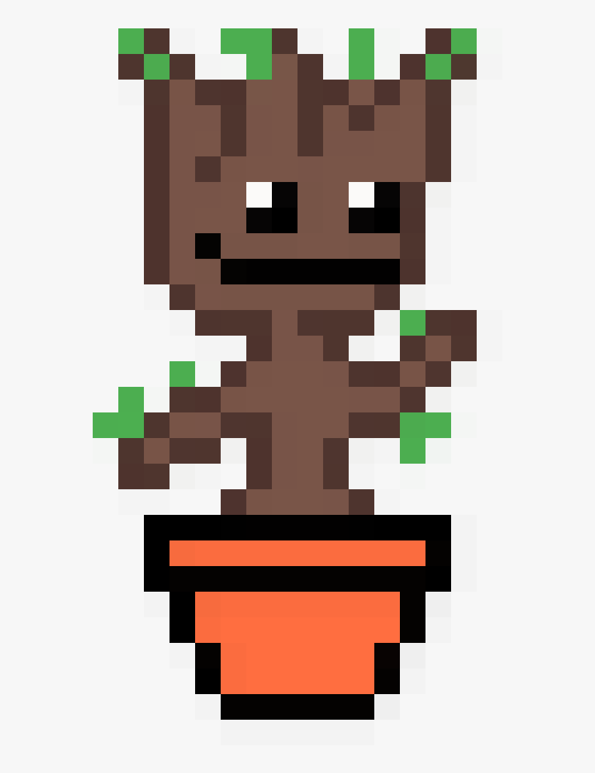 Baby Groot In A Pot - Baby Groot Pixel Art, HD Png Download ...