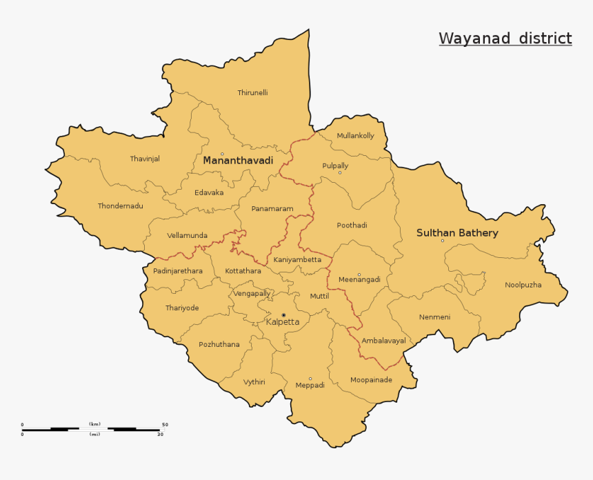 Wayanad District Map, HD Png Download , Transparent Png Image - PNGitem