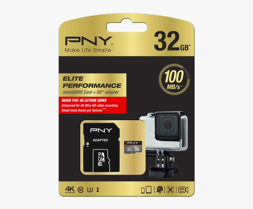 Pny 32gb Microsd Class 10 Memory Card - Pny, HD Png Download ...