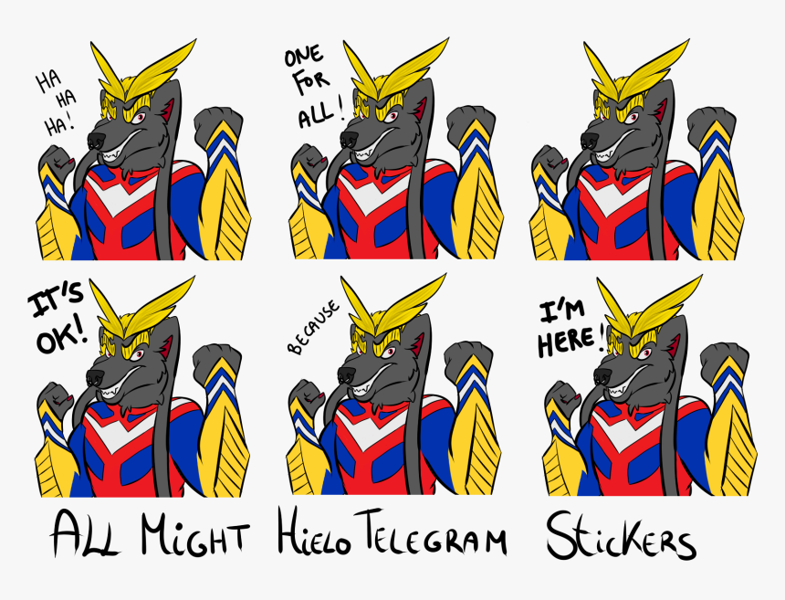 All Might Hielotelegram Stickers - All Might I M Here, HD Png Download ...