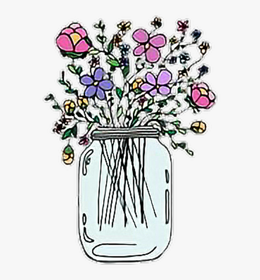 Mason Jar With Purple Flowers Clipart