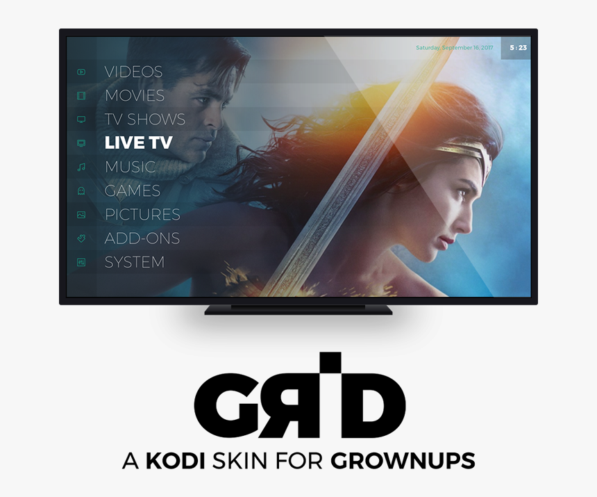 Kodi Grid Skin - Best Live Tv Skin Kodi, HD Png Download , Transparent ...