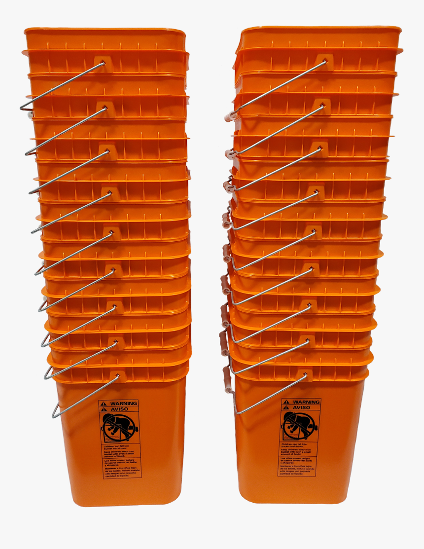 Orange Plastic 4 Gallon Square Bucket W/ Wire Bale - Plastic, HD Png ...