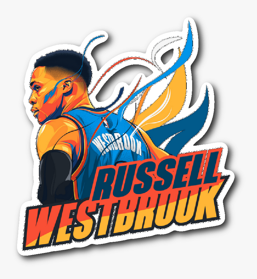 Sticker Russell Westbrook Vinyl Sticker - Graphic Design, HD Png ...