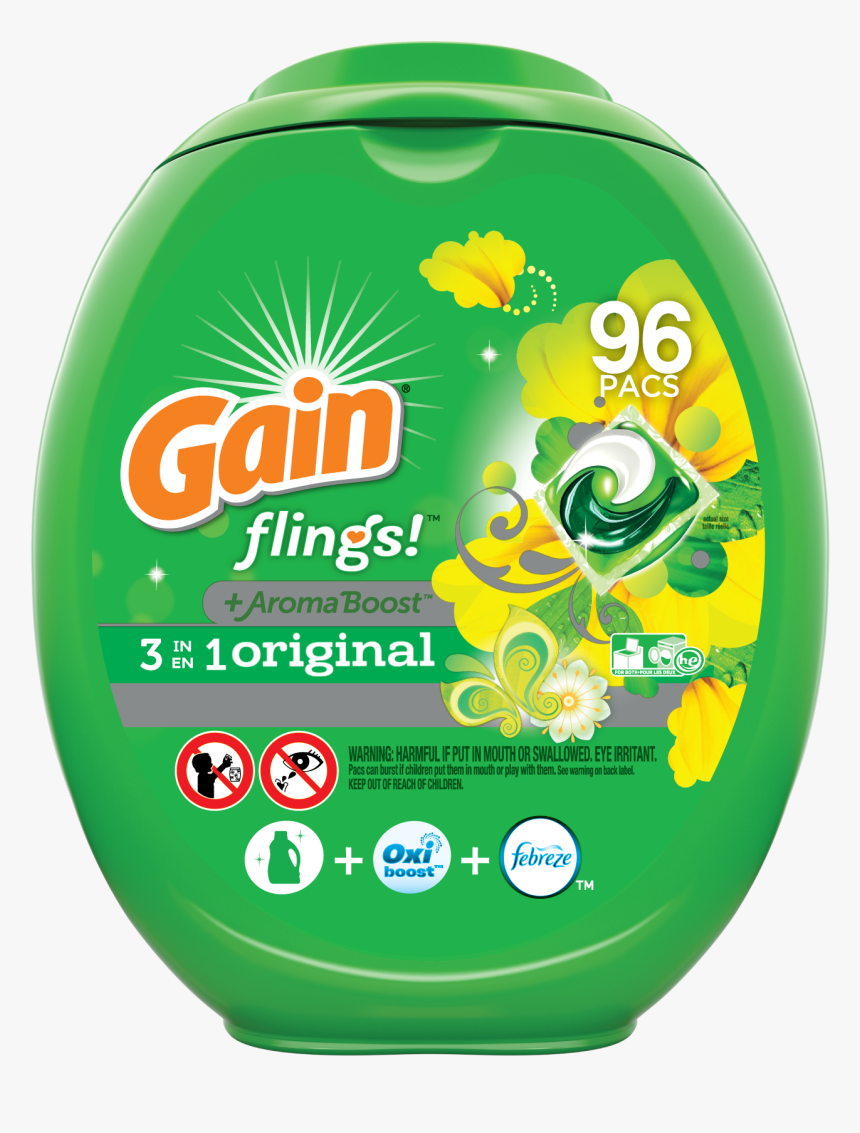 Gain Flings Laundry Detergent Pacs, HD Png Download , Transparent Png ...