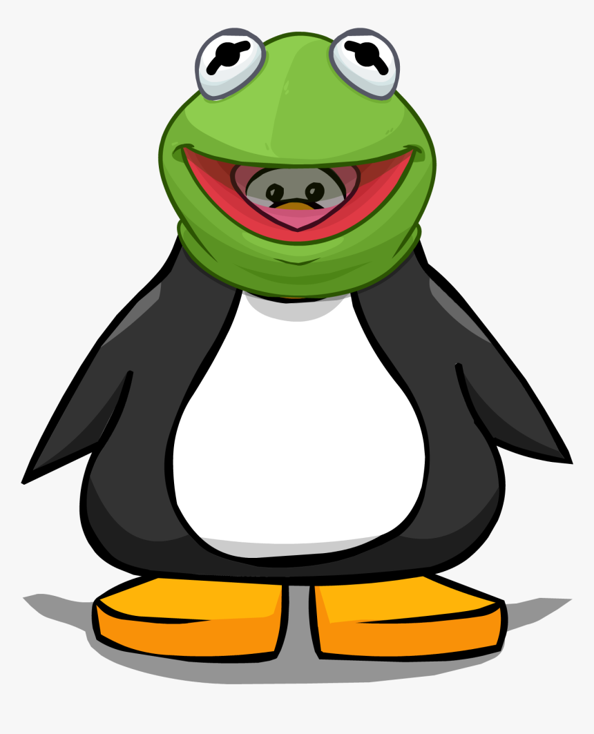 Kermit The Frog Head From A Player Card - Penguin With Santa Hat, HD ...
