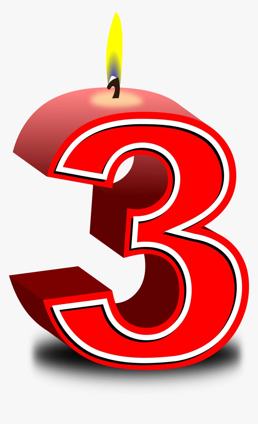 Red Number 3 Birthday Candle, HD Png Download , Transparent Png Image ...