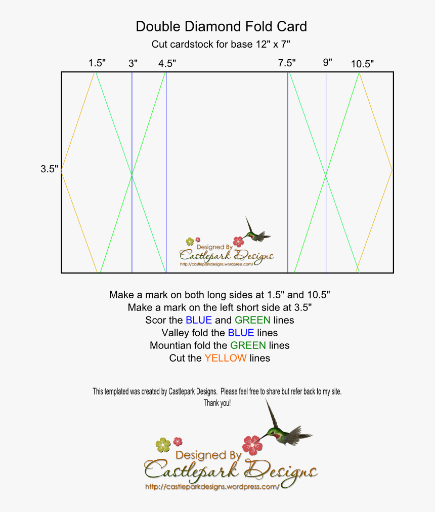 Transparent Diamond Card Png - Double Diamond Fold Card Template, Png ...
