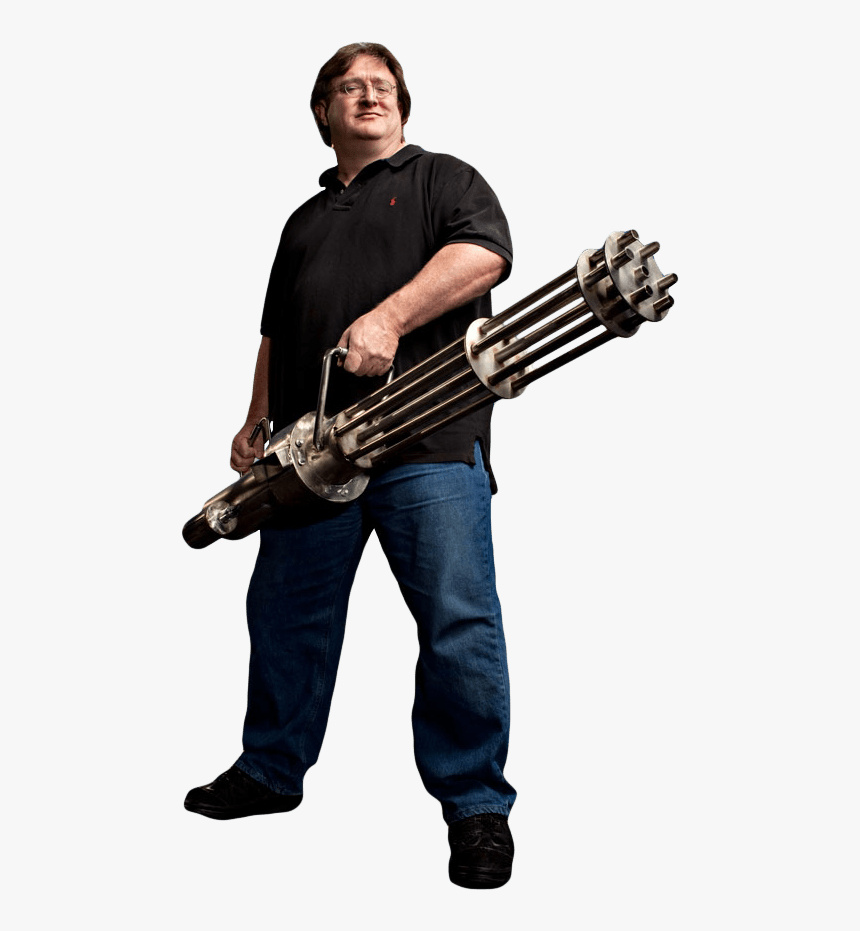 Glorious Gaben Gatling Gun - Gabe Newell With A Gun, HD Png Download ...