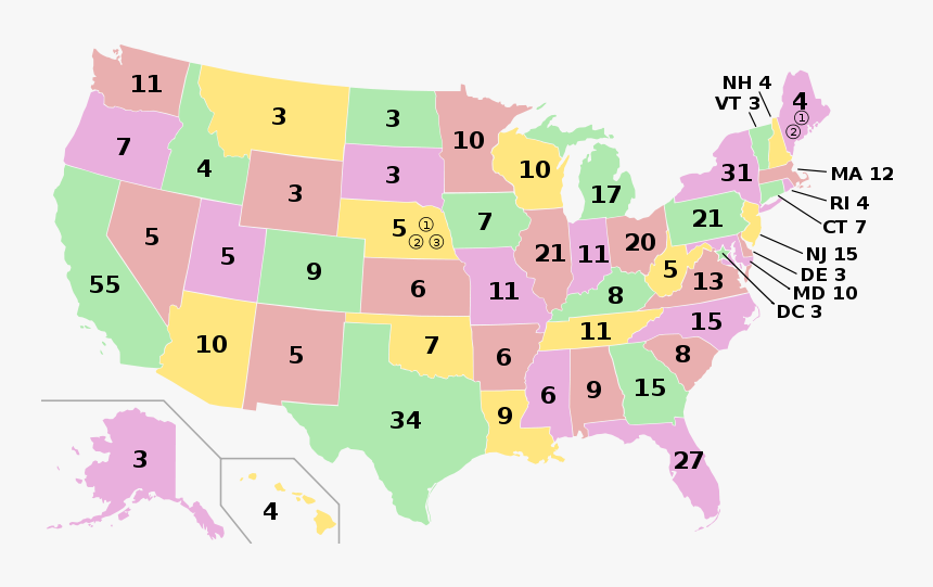 Us Electoral College Map - Us Electoral College 2020, HD Png Download ...