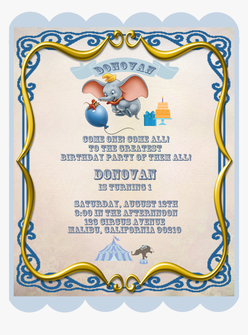 Dumbo Invitation Birthday Party, HD Png Download , Transparent Png ...