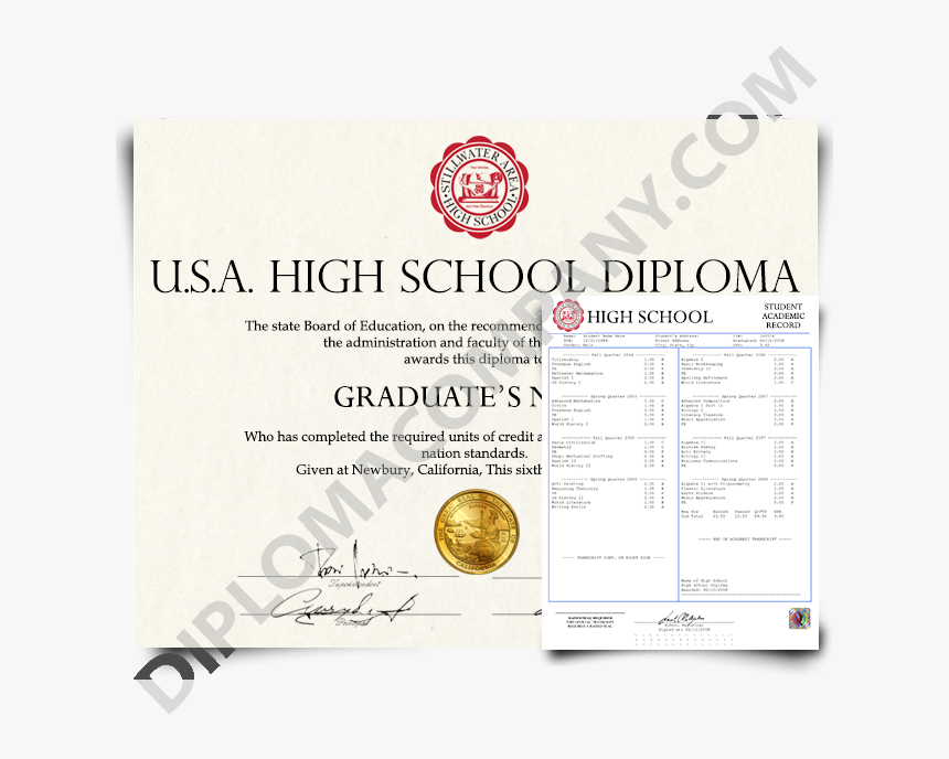 Fake Usa High School Diploma And Transcript - Canadian High School ...