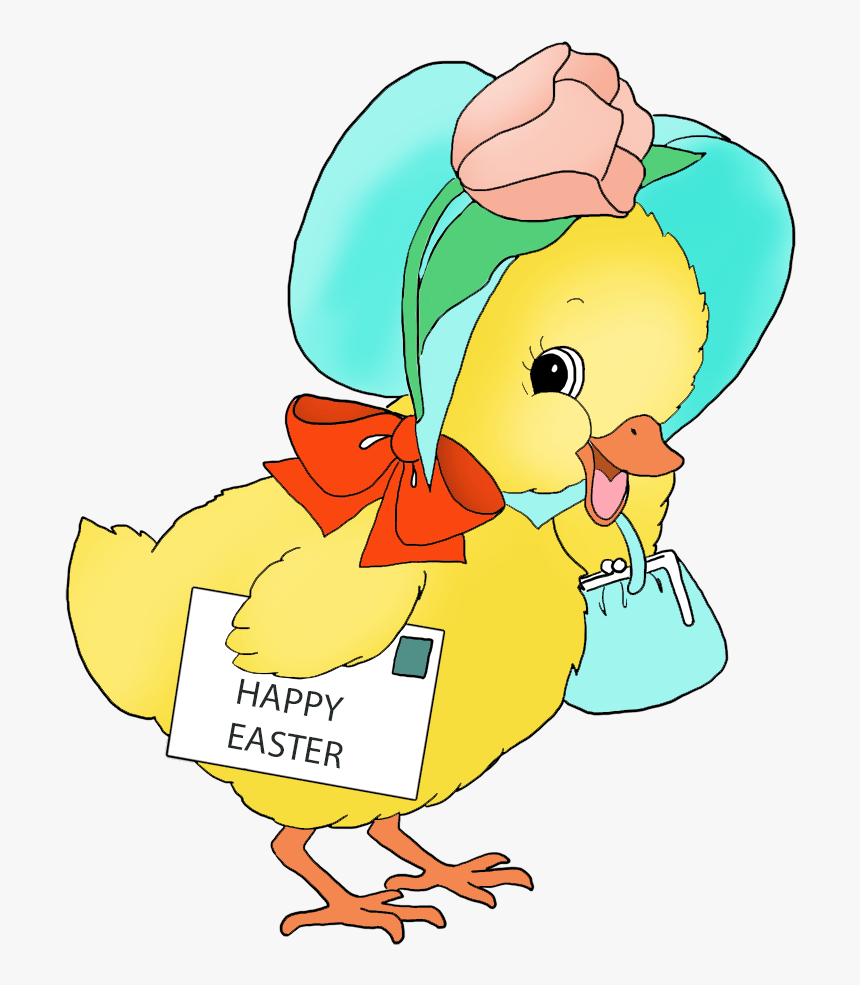 Cute Easter Chicken With Greeting - Cute Easter, HD Png Download ...