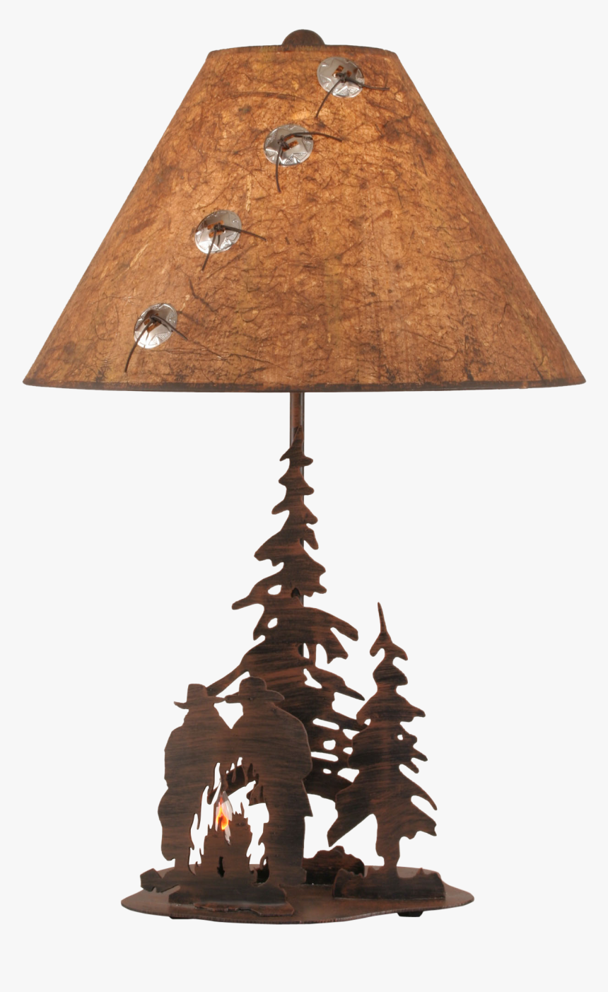 Rust Streak Cowboys Around Campfire Table Lamp W/ Night - Nightlight ...
