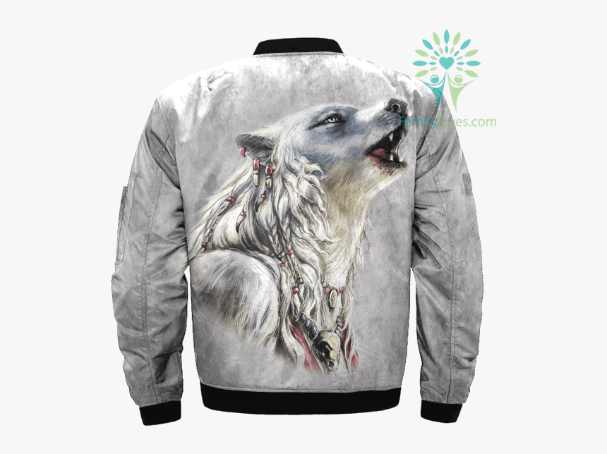 The White Wolf American Native Over Print Bomber Jacket - Wolf Jacket ...