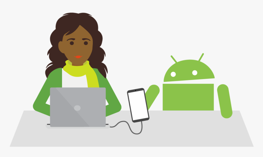 Student Coding An Android Phone, Sitting With An Android - Android Logo ...