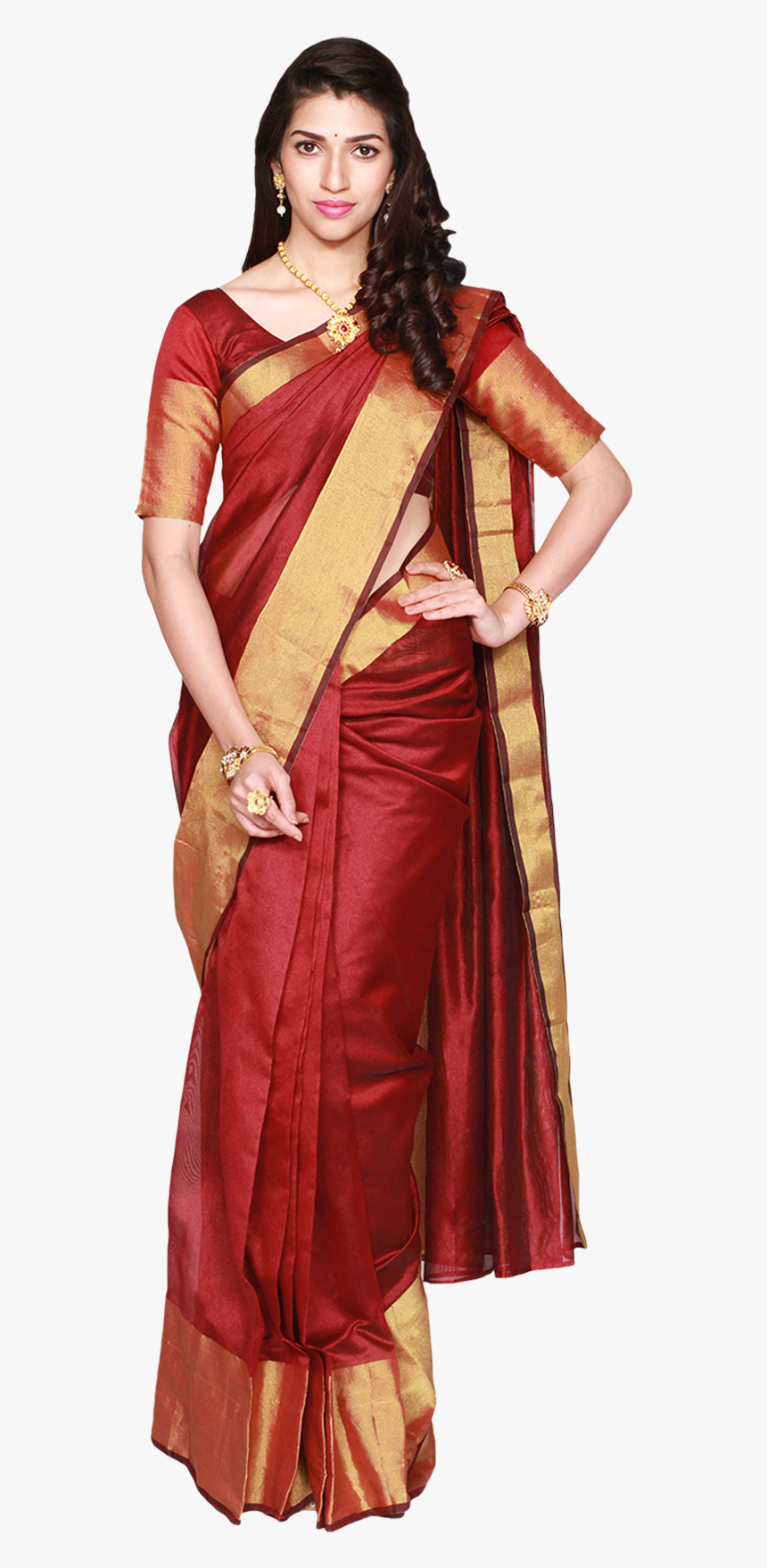 Picture Free Stock Transparent Saris Spicy - Maroon Cotton Silk Saree ...