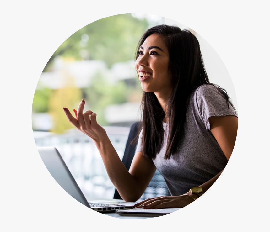 Young Female Student Using Laptop - Girl, HD Png Download , Transparent ...